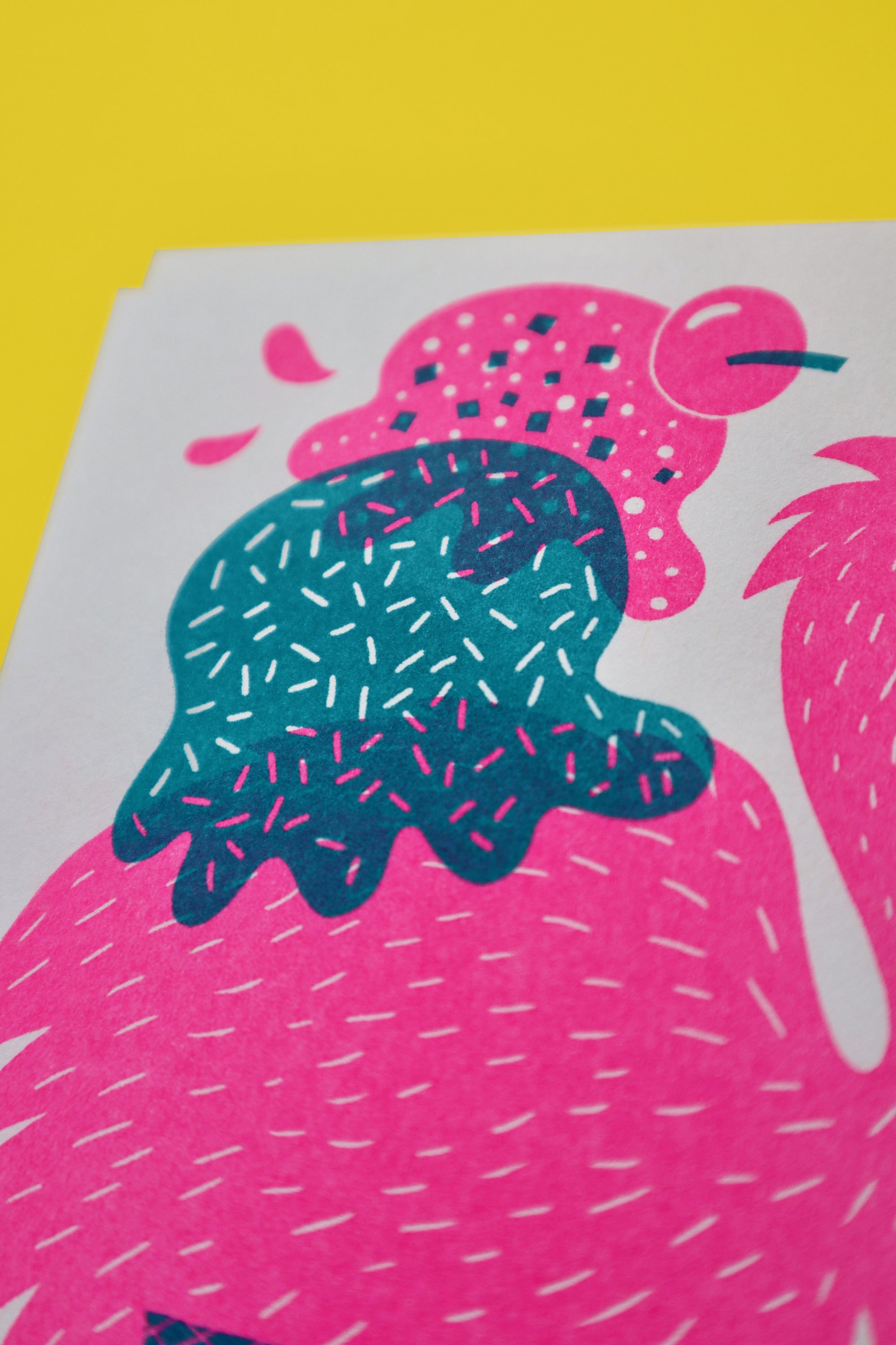Ice Cream Ibis Bird Risograph Print 5 X 7 - Etsy