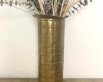 Vintage Brass Umbrella Stand, Vintage Umbrella Holder, Hammered Brass ...