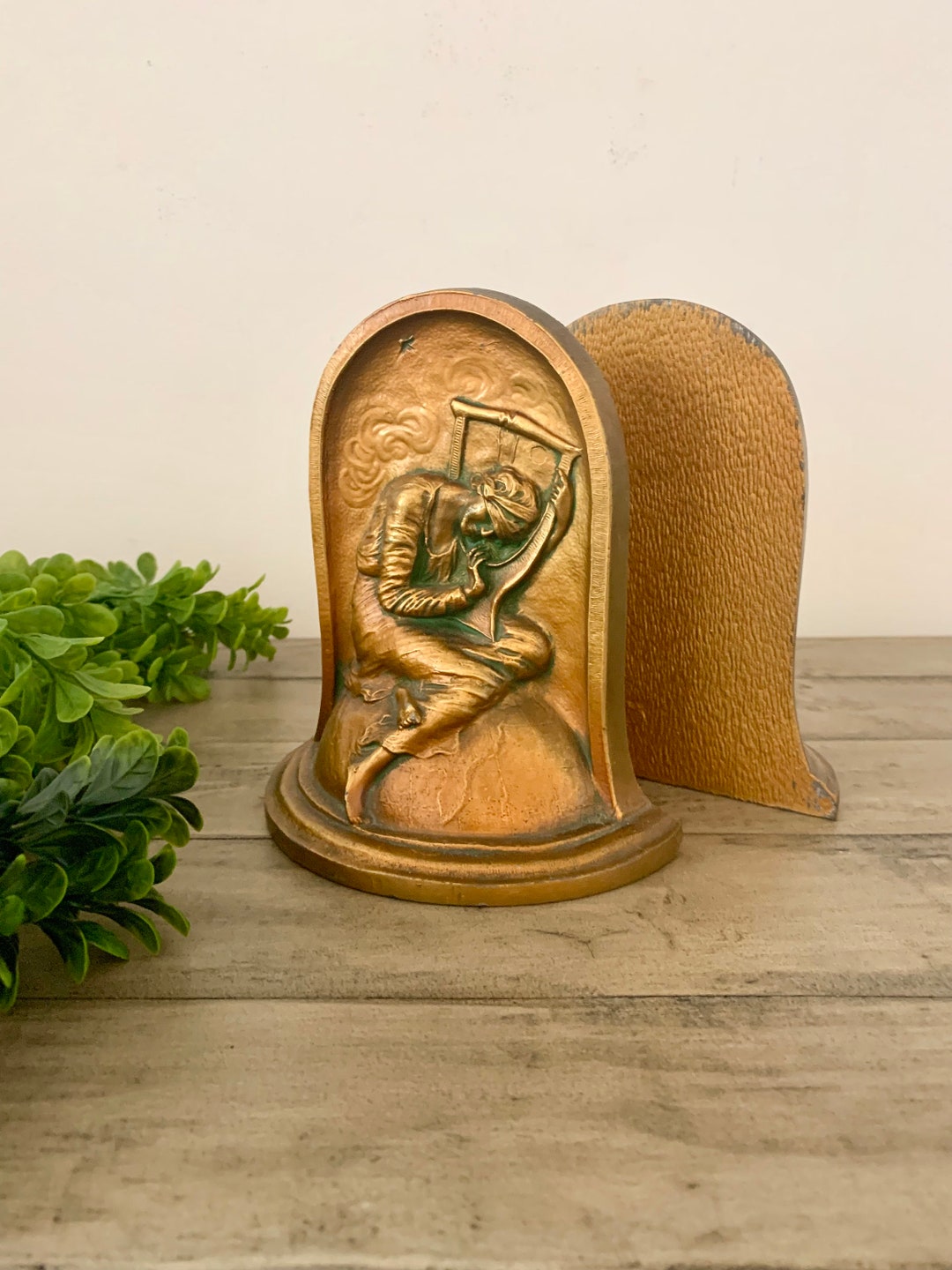Pair of Vintage 1930s Art Nouveau lost Hope Metal Bookends by Kronheim ...