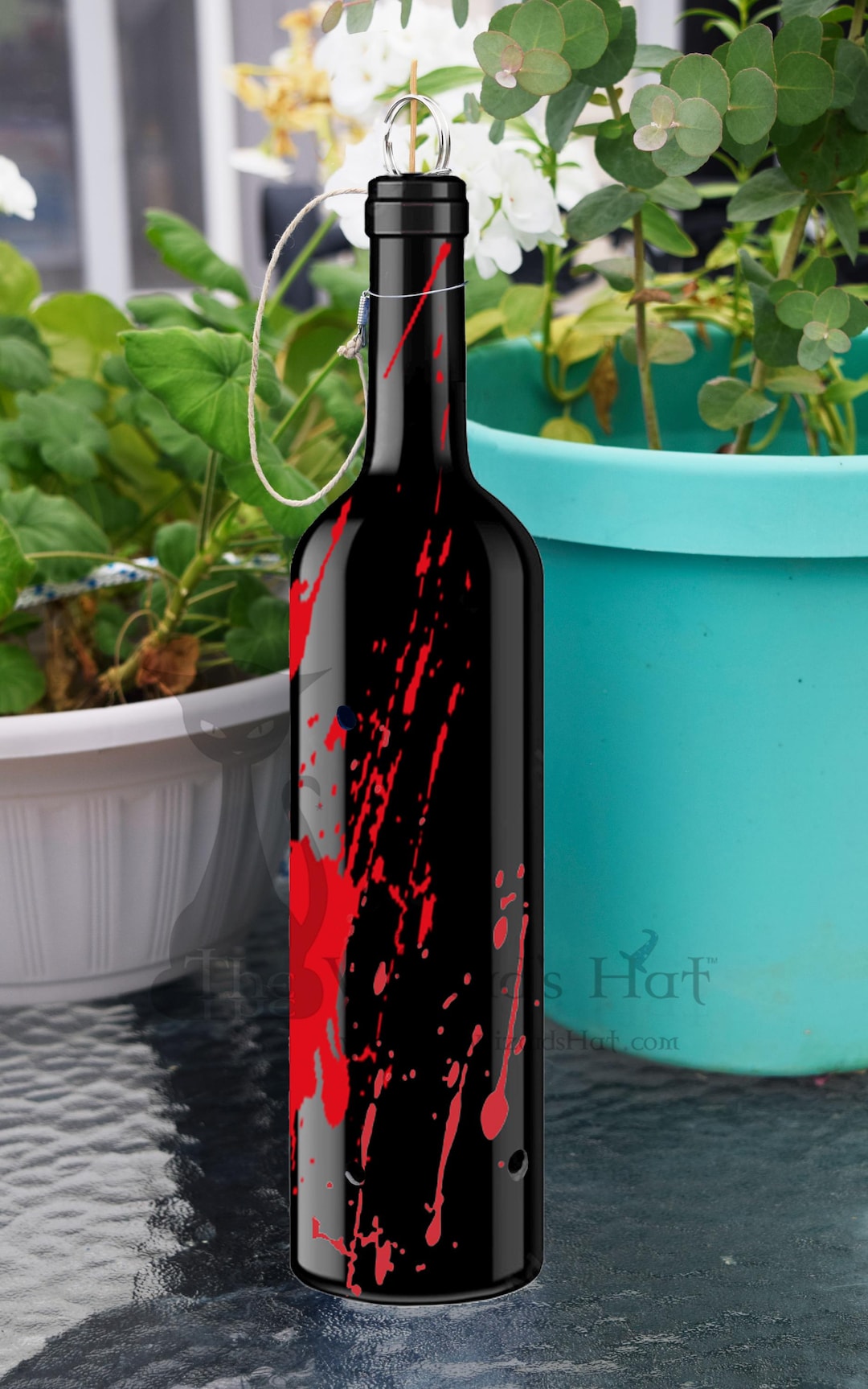 Hand-painted Crime Scene Wine Bottle Smoking Incense Burner: Upcycled ...