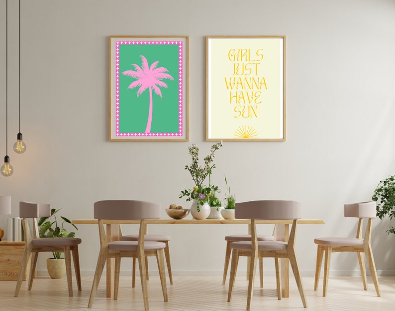 Tropical Illustration Print Preppy Wall Artinstant Download Printable ...
