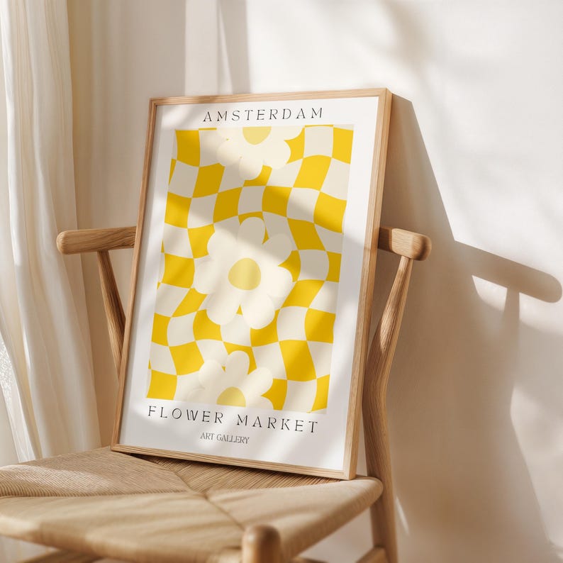 Yellow Abstract Flower Market Print Modern Minimalist Wall Art Instant ...
