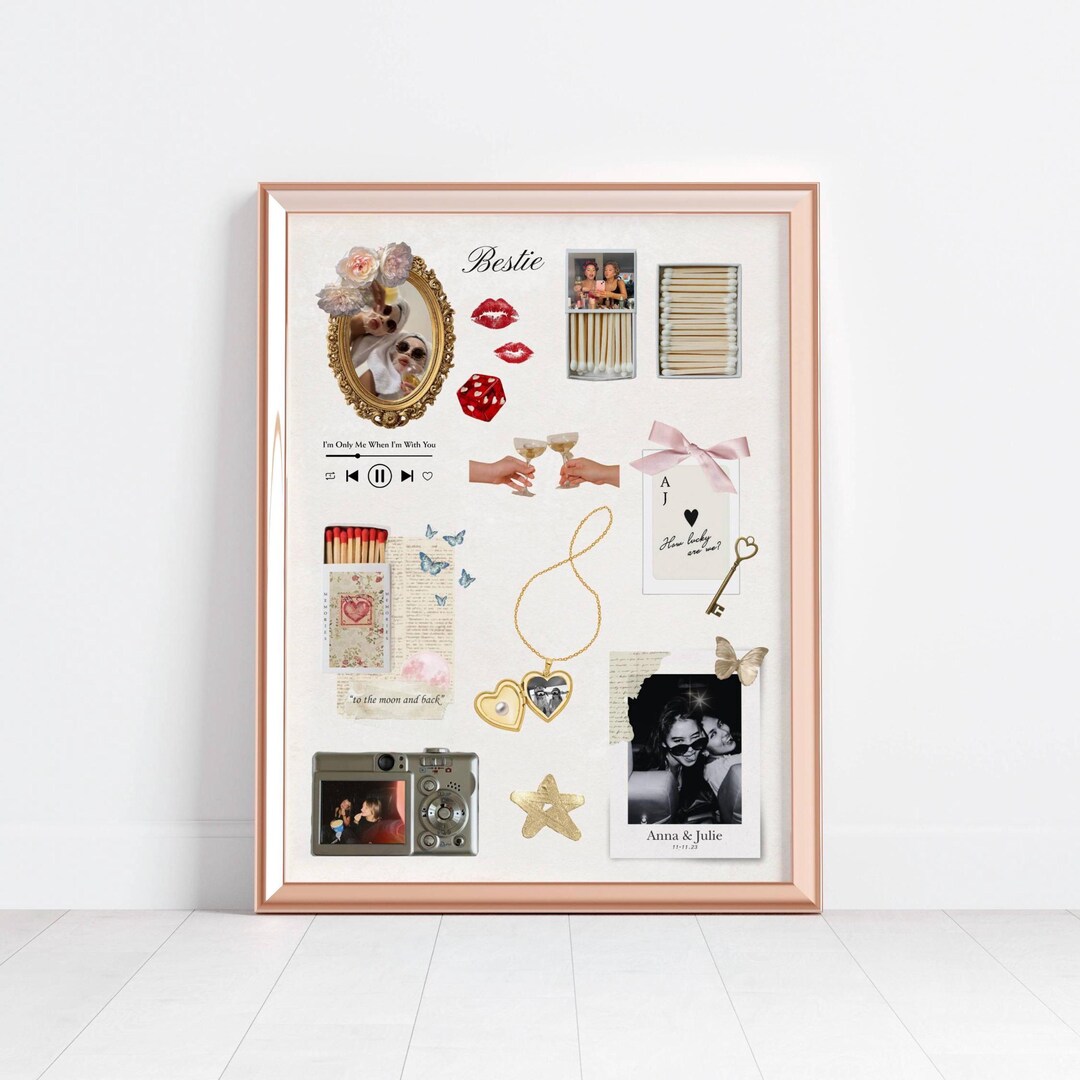 Personalized Bestie Photo Collage Poster, Custom Matchbook Scrapbook ...
