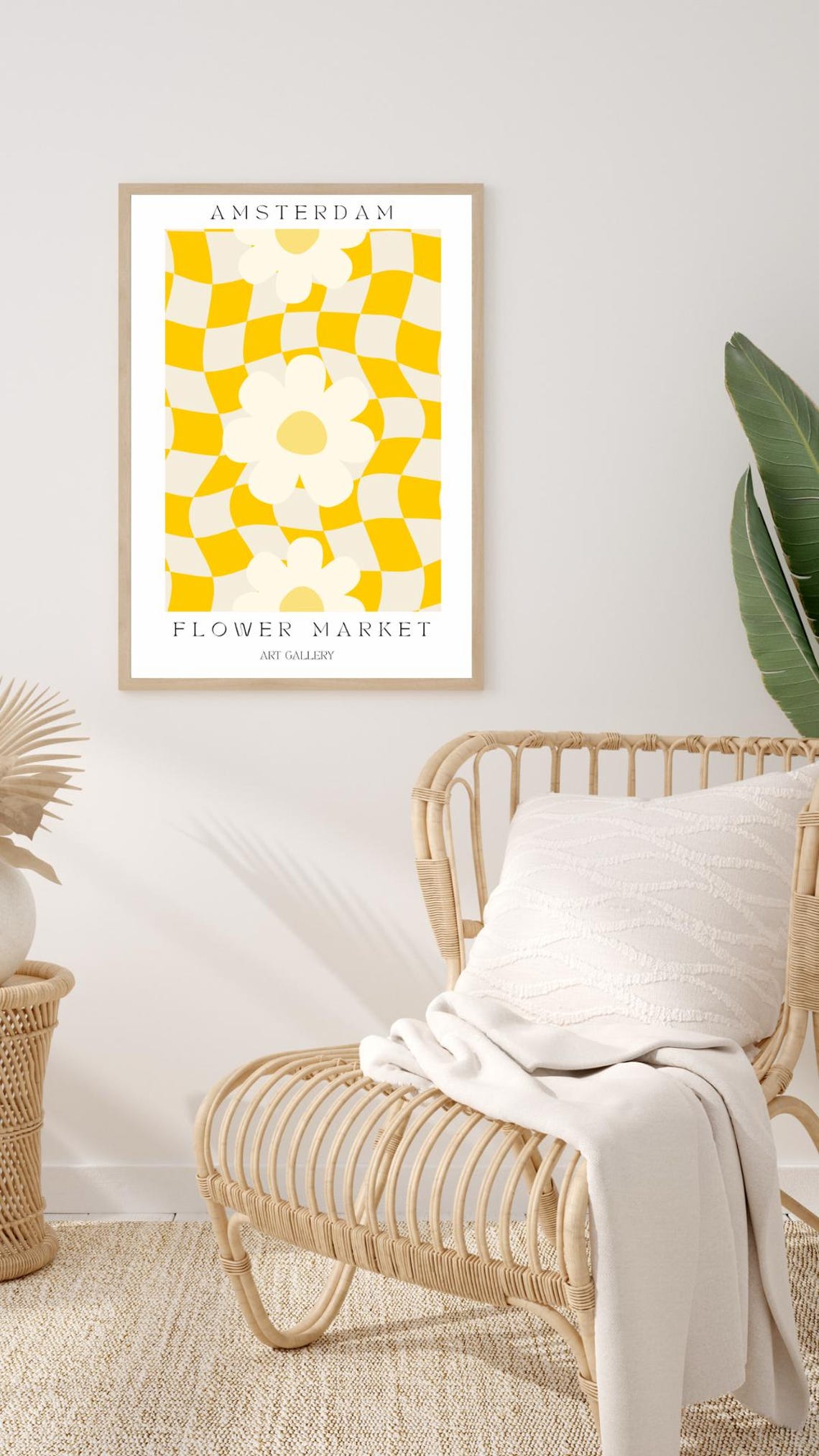 Yellow Abstract Flower Market Print Modern Minimalist Wall Art Instant ...