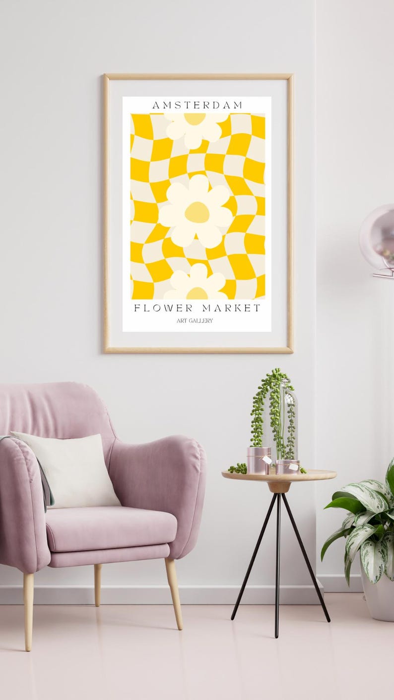 Yellow Abstract Flower Market Print Modern Minimalist Wall Art Instant ...
