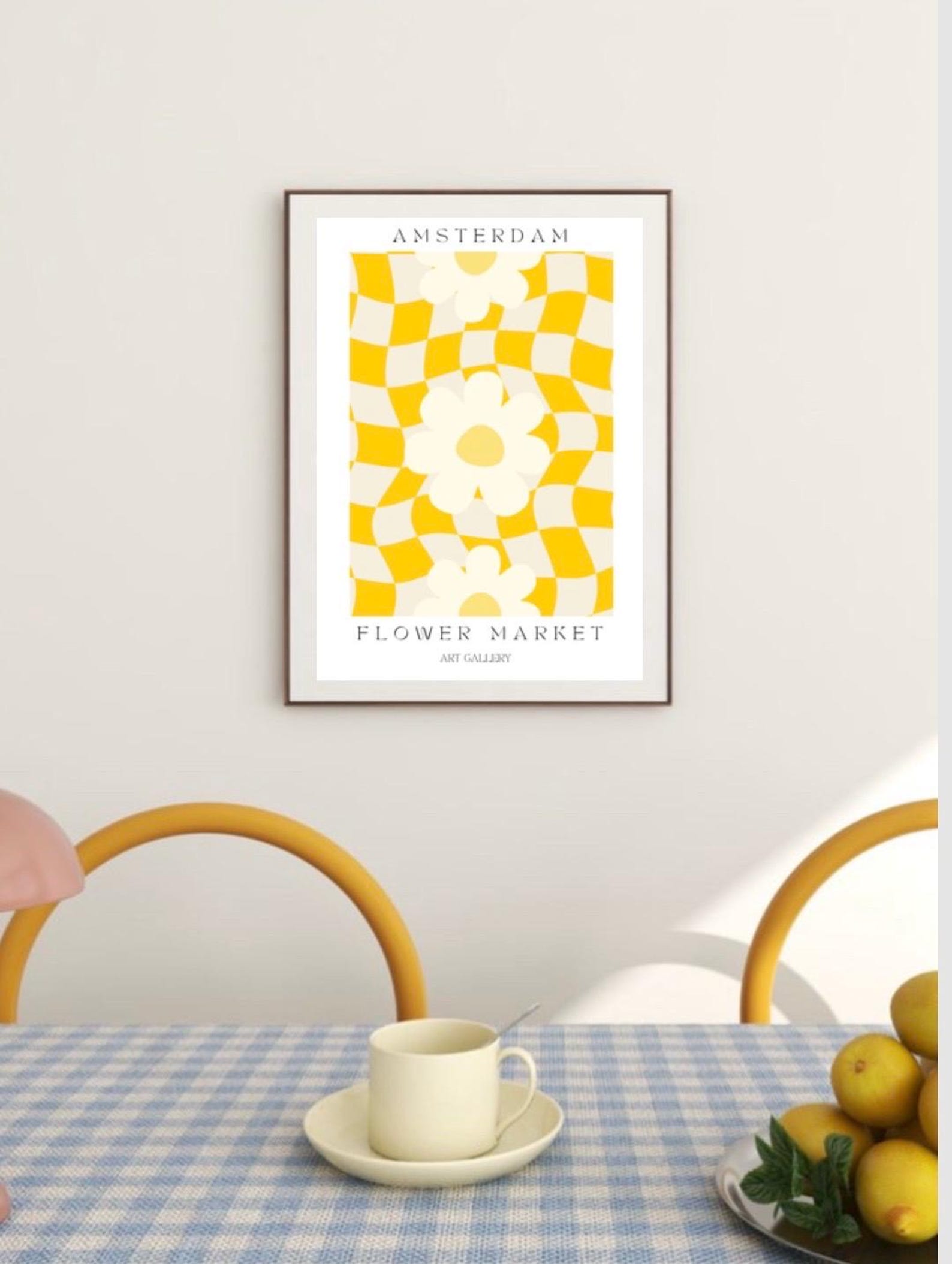 Yellow Abstract Flower Market Print Modern Minimalist Wall Art Instant ...