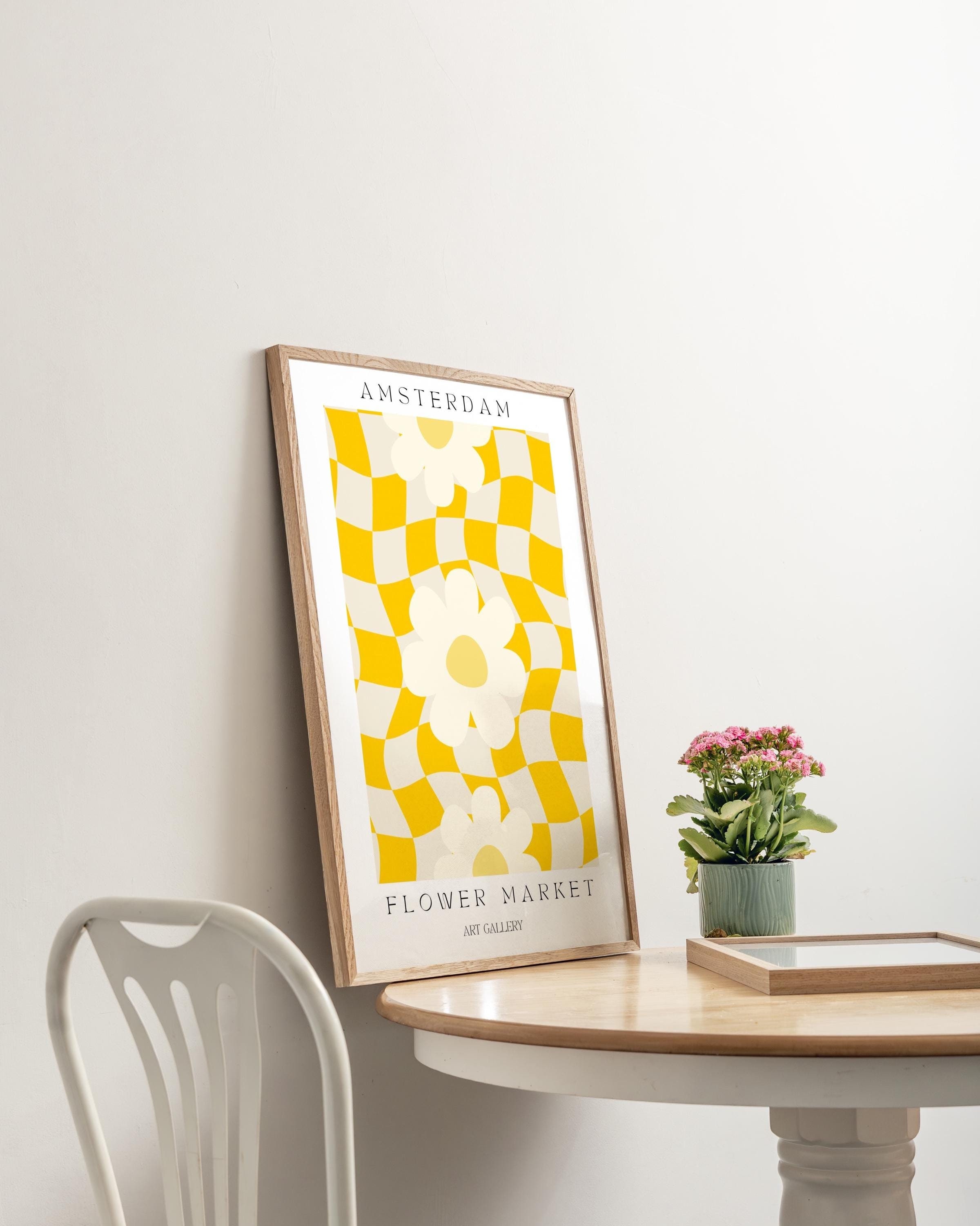 Yellow Abstract Flower Market Print Modern Minimalist Wall Art Instant ...