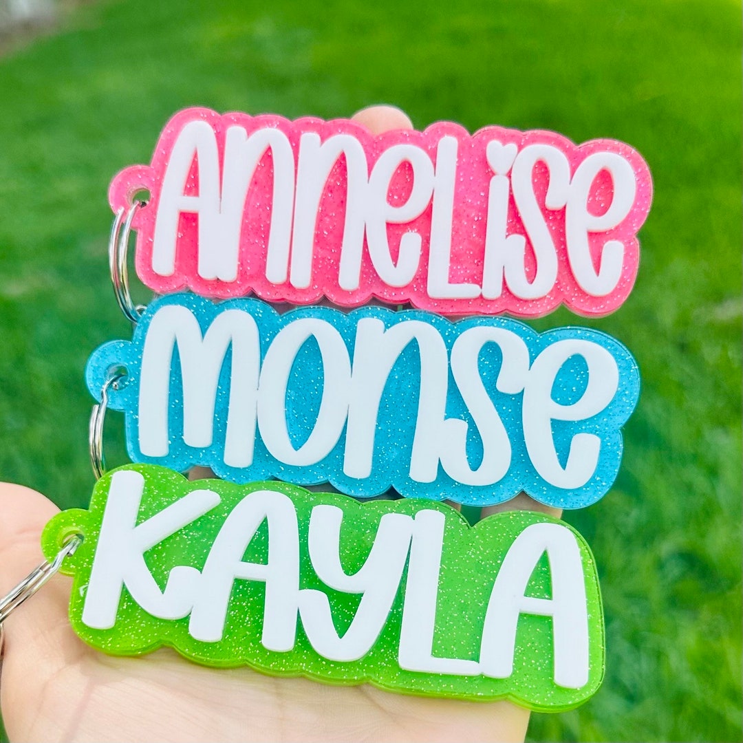 Personalized Acrylic Name Keychain: Diaper Bag or Backpack Tag - Etsy