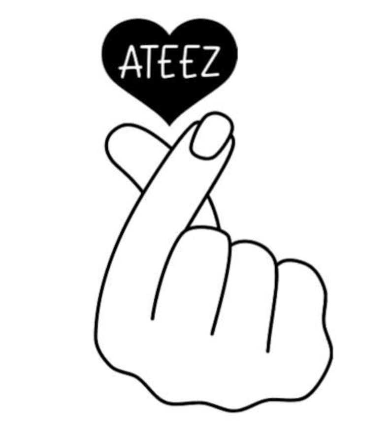 Ateez Sticker: Finger Heart. Great K-pop Fan Merch for Atiny! 15 Color ...