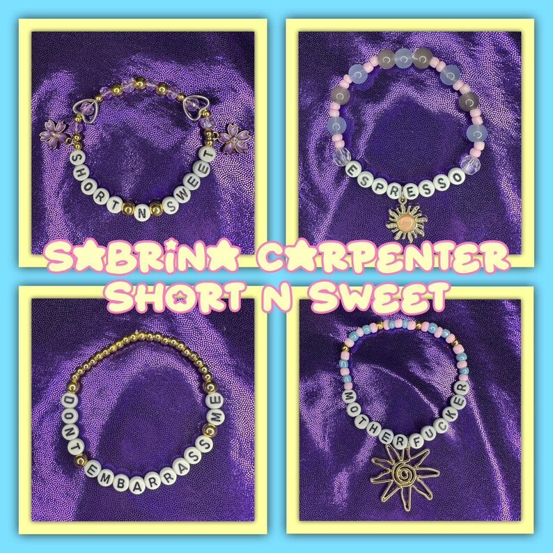 4-pack of Sabina Carpenter Short N Sweet Kandi Bracelets - Etsy