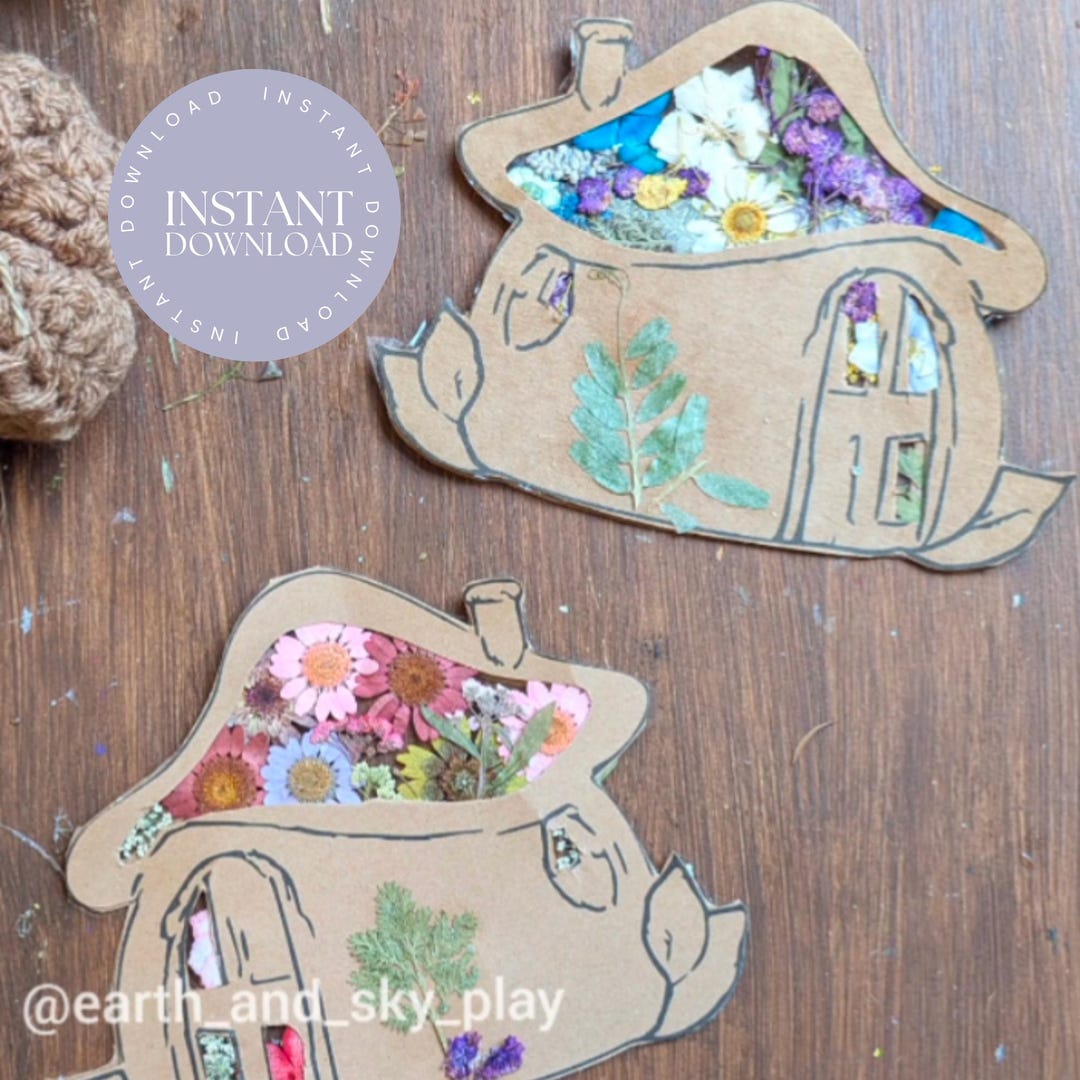 Fairy Mushroom House Toadstool Template Printable Suncatcher Autumn and ...