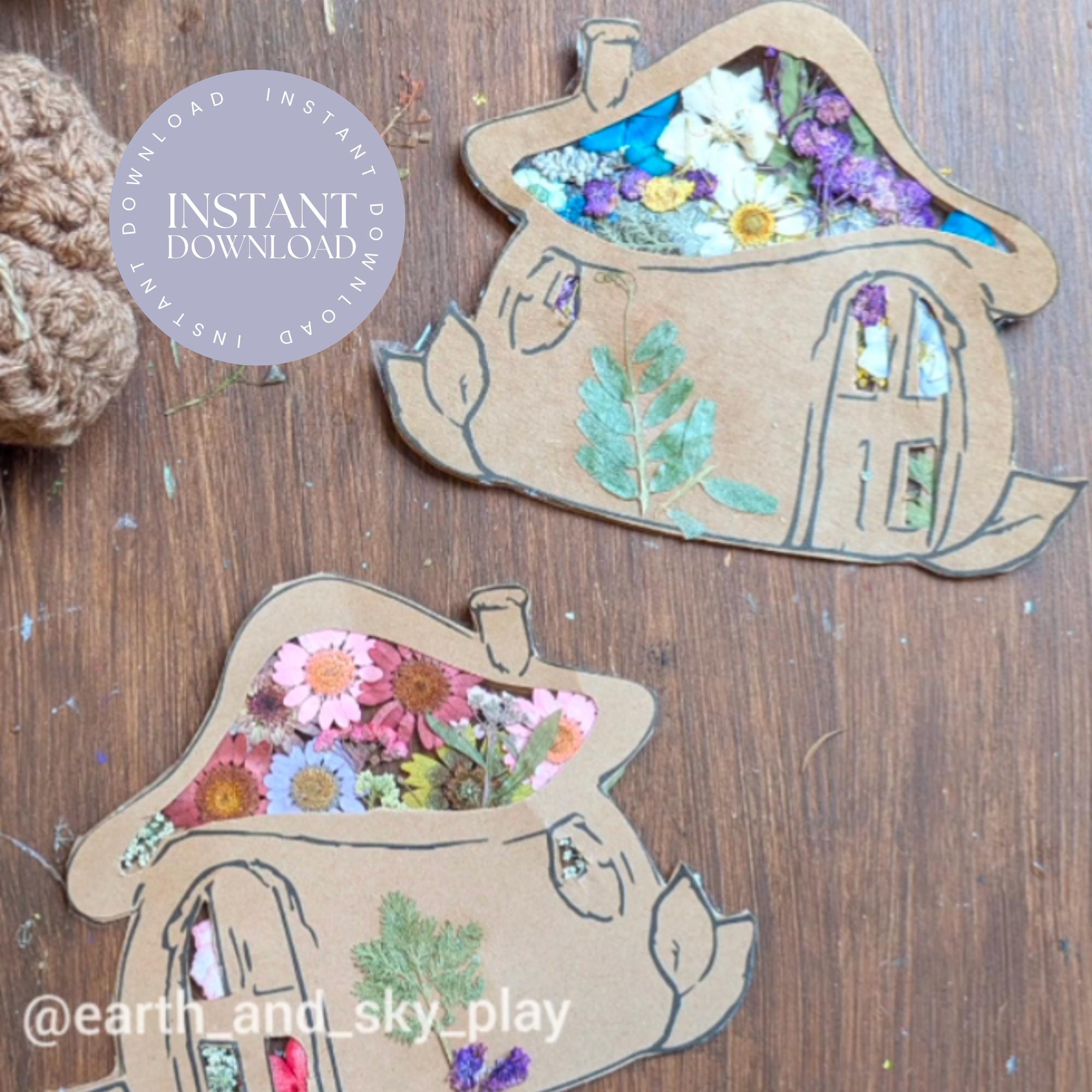 Fairy Mushroom House Toadstool Template Printable Suncatcher Autumn and ...