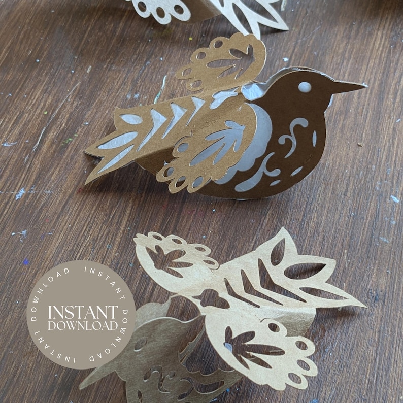 Hand Drawn Paper Bird Ornament Template: Suncatcher, Gift Tag, Home ...