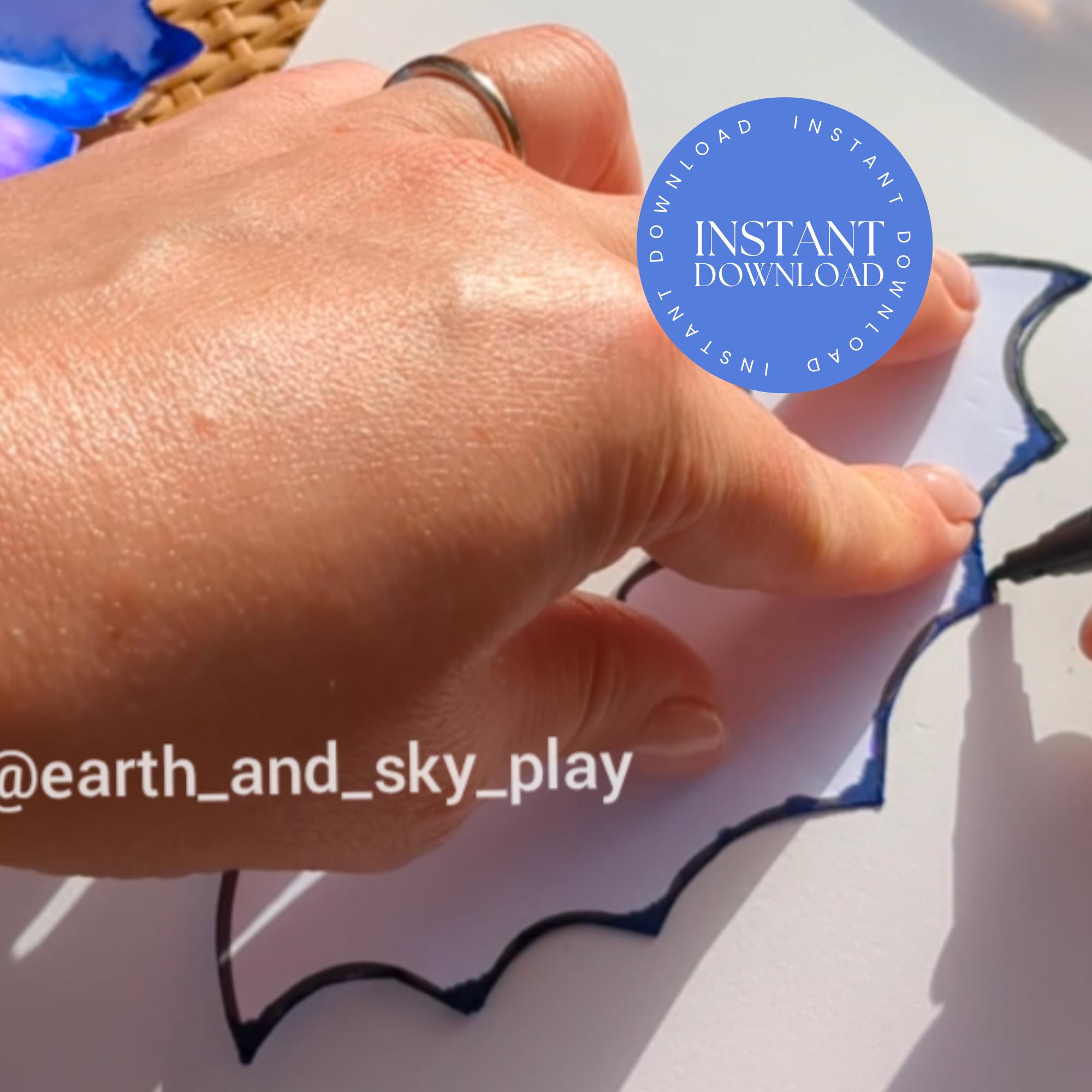 DIY Peg Puppet Template Flying Bat Halloween Autumn Spooky Paper Craft ...