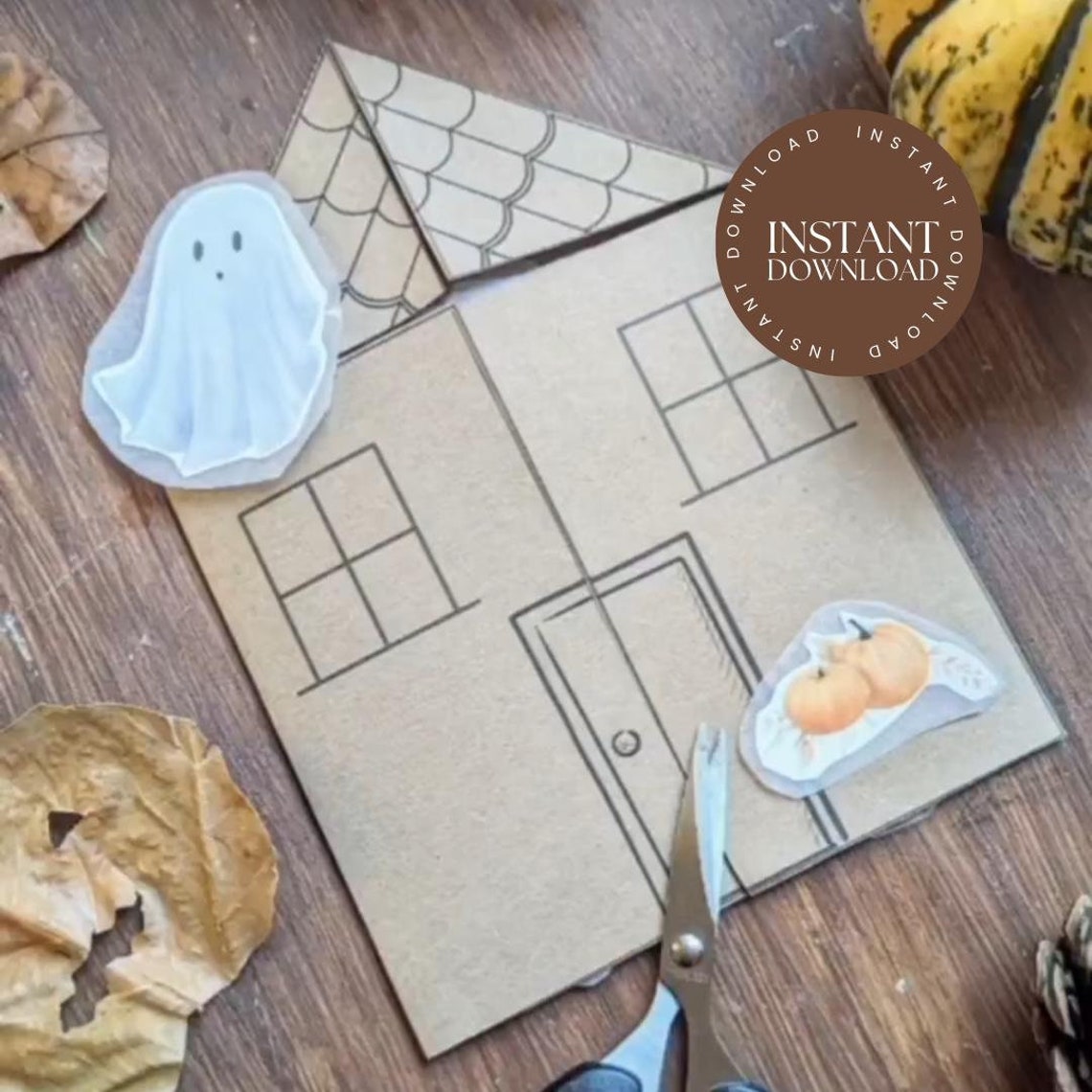 Children's Folding House Printable With Home Images Decoration - Autumn ...