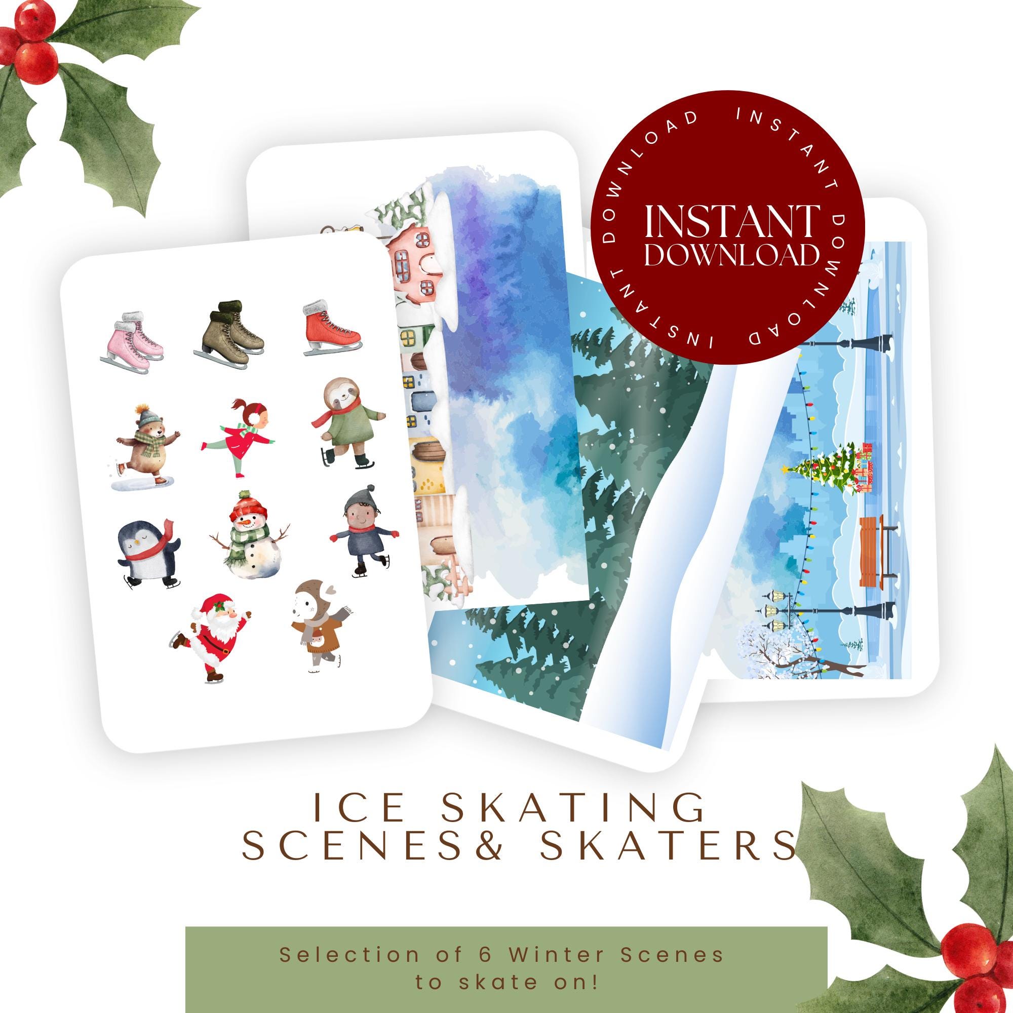Magnet Ice Skating Scenes Christmas Winter Activity for Children ...