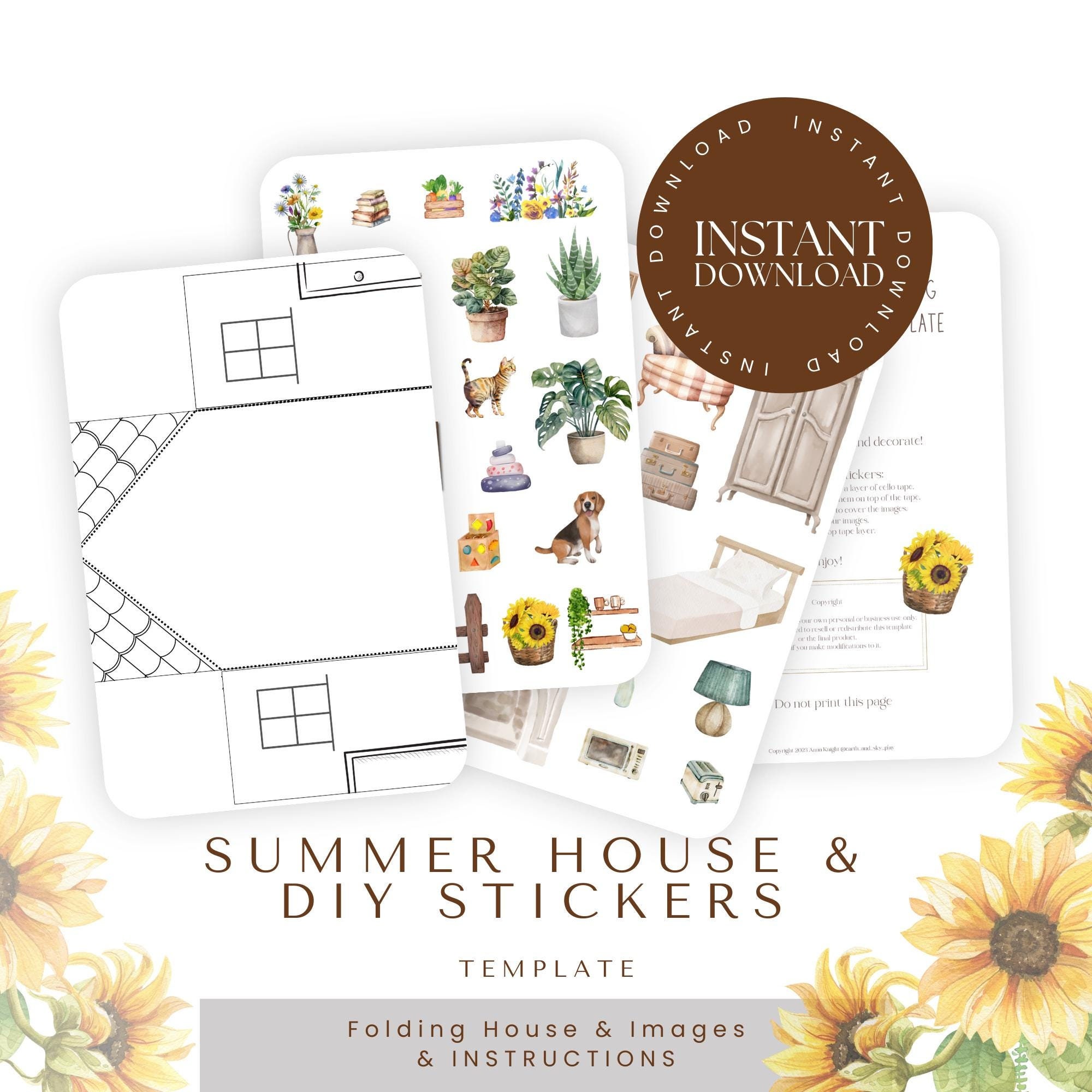 Children's Folding House Printable With Home Images Decoration - Summer ...