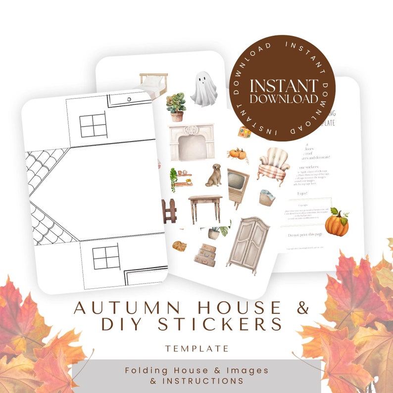 Children's Folding House Printable With Home Images Decoration - Autumn ...