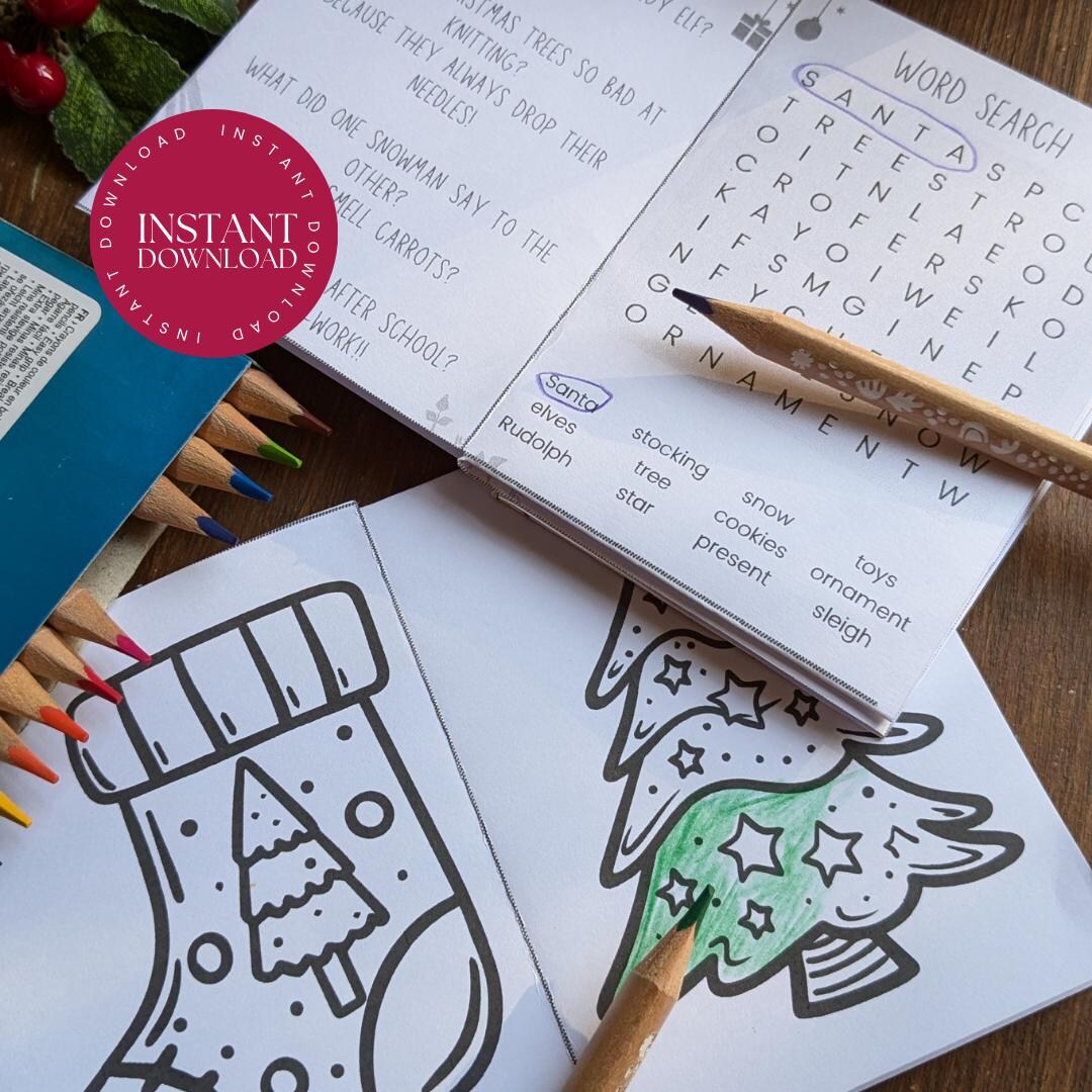 Christmas Activity Puzzle Book Zine Colouring in A4 Printable - Etsy UK