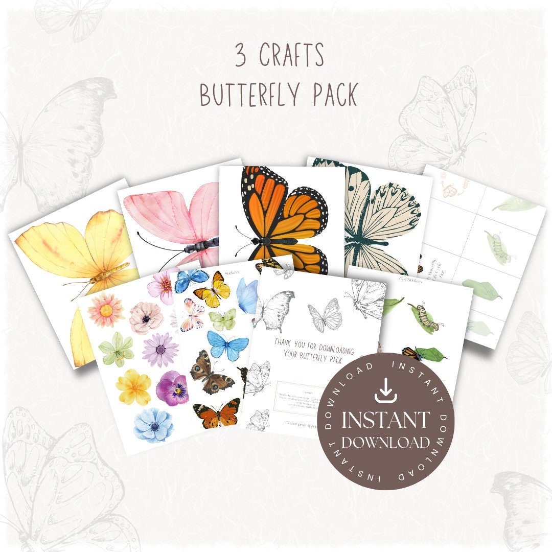 Butterfly Craft Bundle Pack A4 Digital Download Books Marks, Life Cycle ...