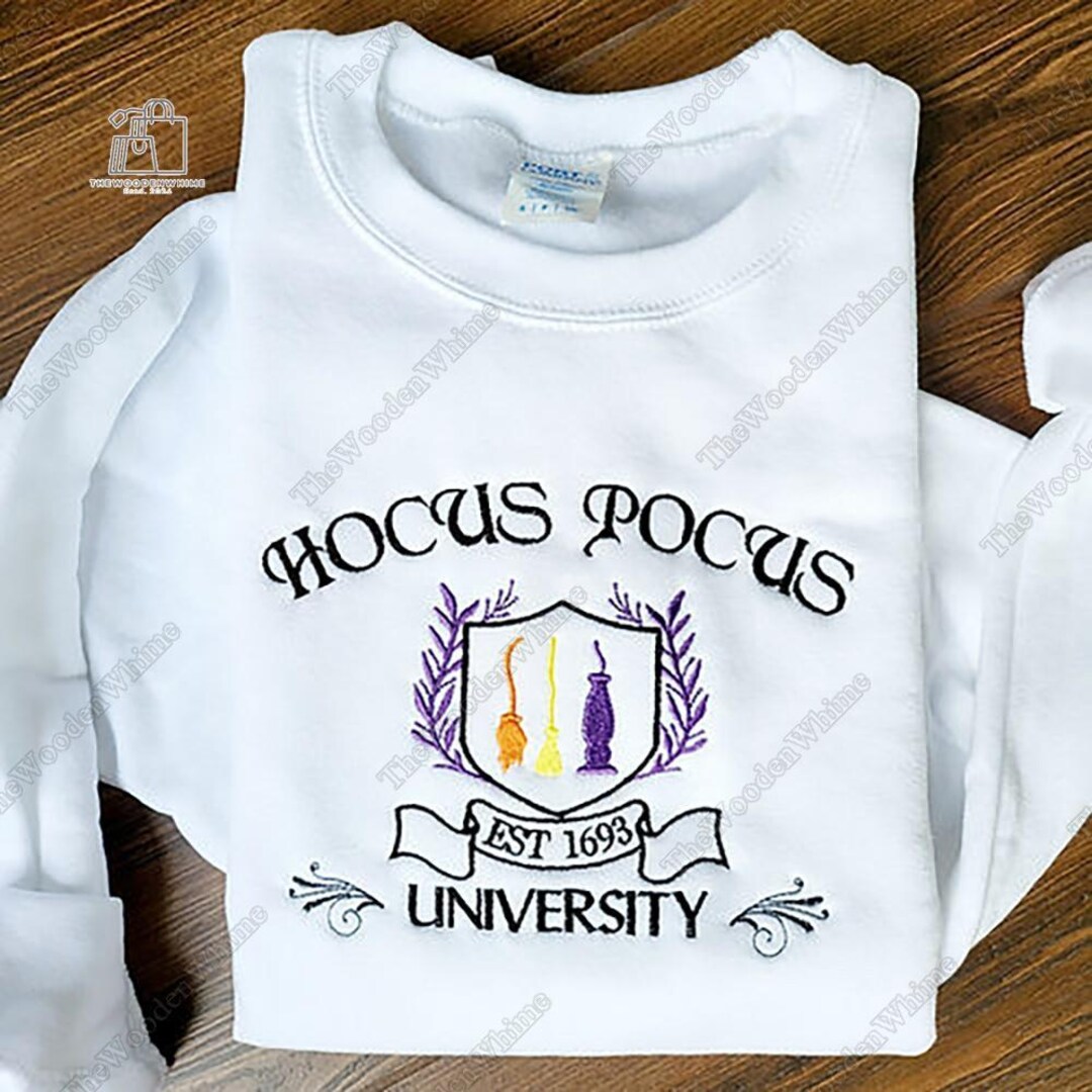 Hocus Pocus University Embroidered Crewneck Sweatshirt, Halloween ...