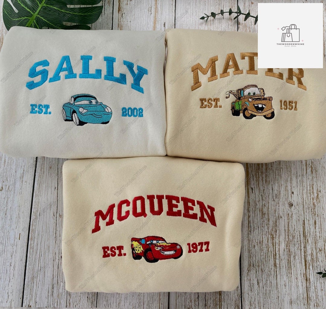 Mcqueen Sally Mater Sweatshirt, Cars Movie Embroidered Sweatshirt, Cars ...