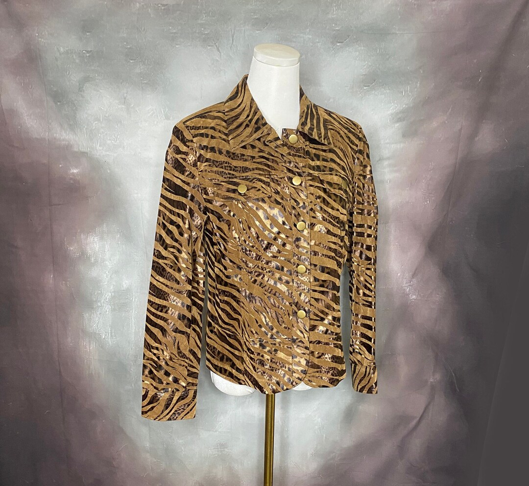 Animal Print Jean Jacket, Tiger Stripe Jean Jacket, Jungle Print Jean ...