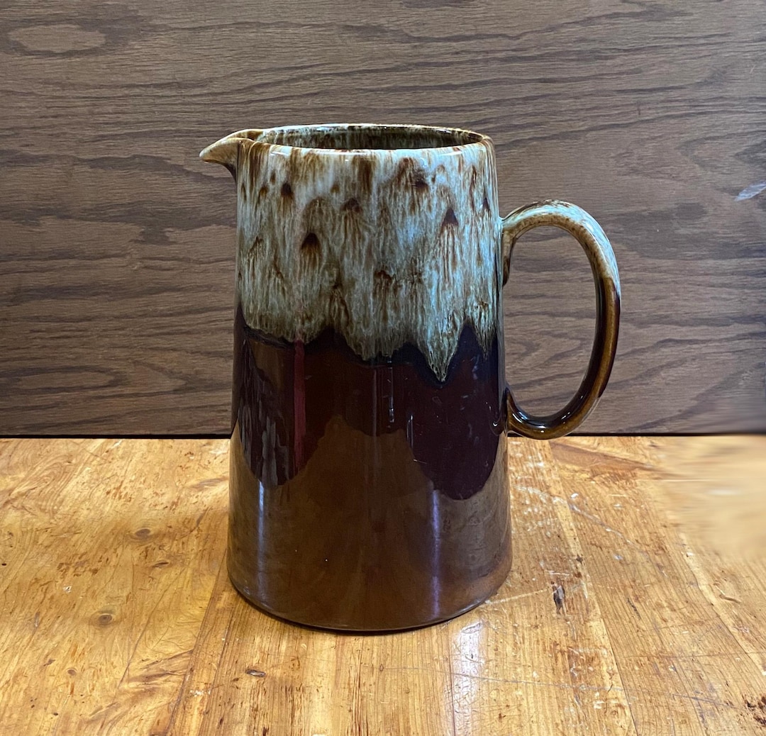 Vintage Brown Drip Pitcher,70s Brown Pitcher,vintage Brown Glaze ...