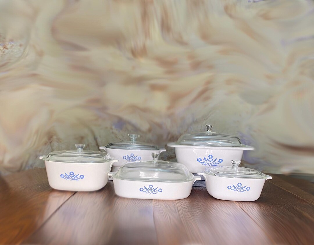 Set of 5 Vintage Corning Ware Cornflower Baking Dishes,5 Cornflower ...