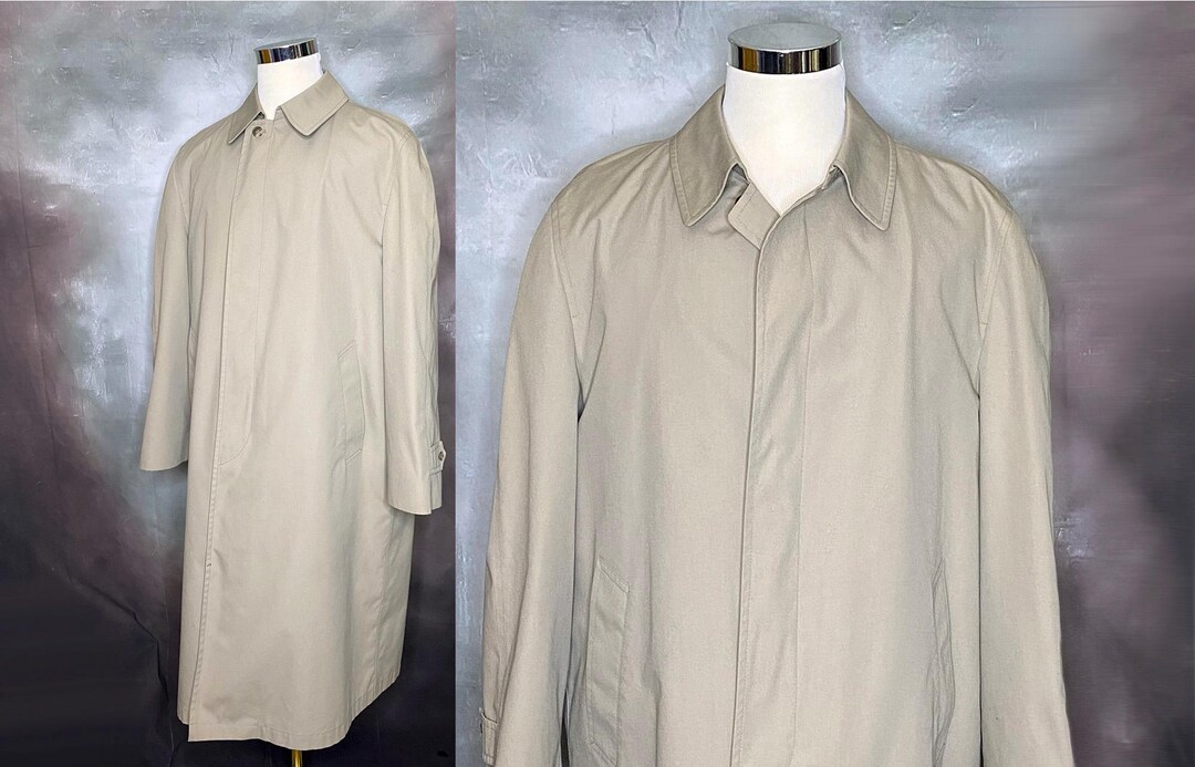 London Fog Men's Khaki Overcoat, 80s London Fog Men's Lined Raincoat ...