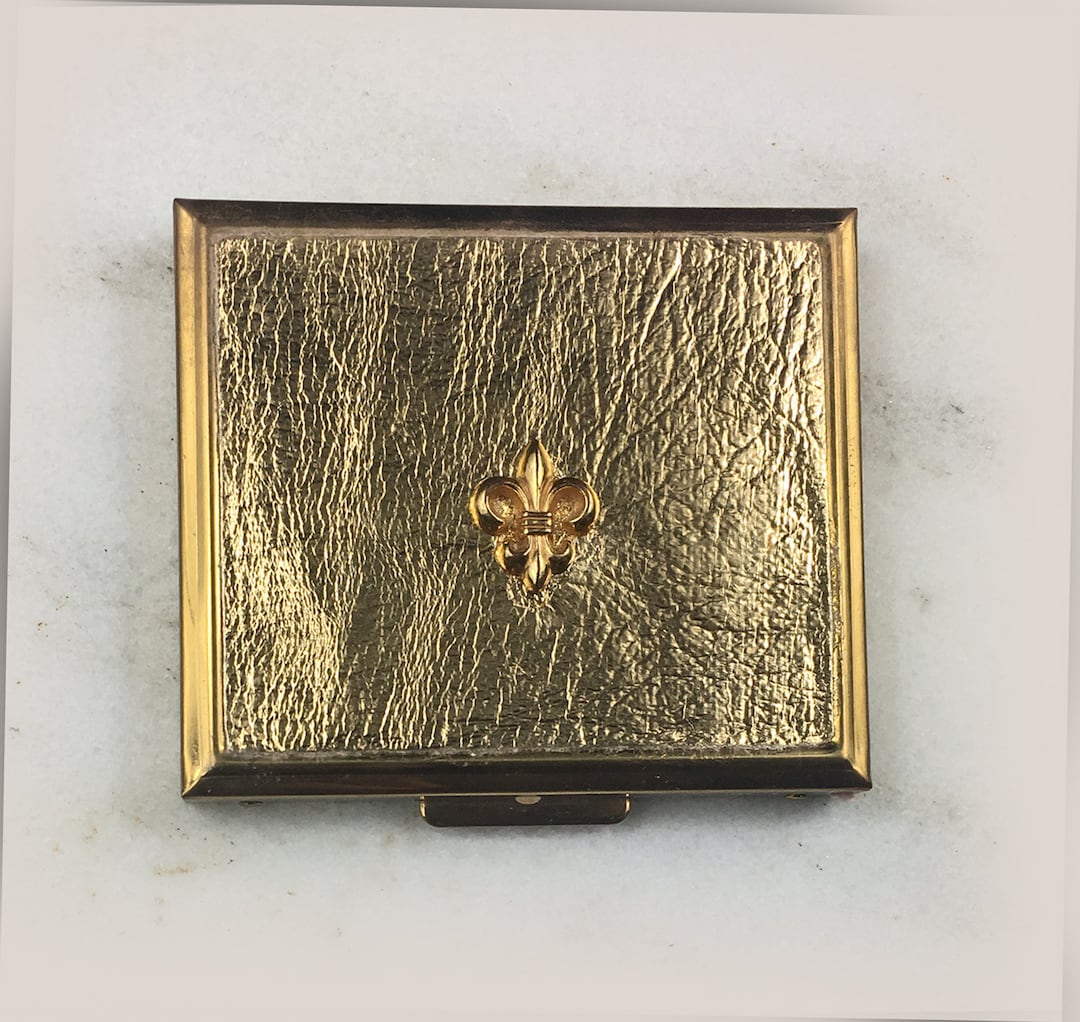 Vintage Compact, Face Powder Compact, Loose Powder Compact, Square Gold ...