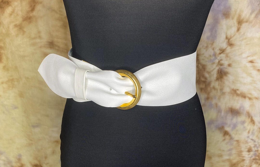 Vintage White Leather Belt, Wide White Leather Belt, Amanda Smith Belt ...