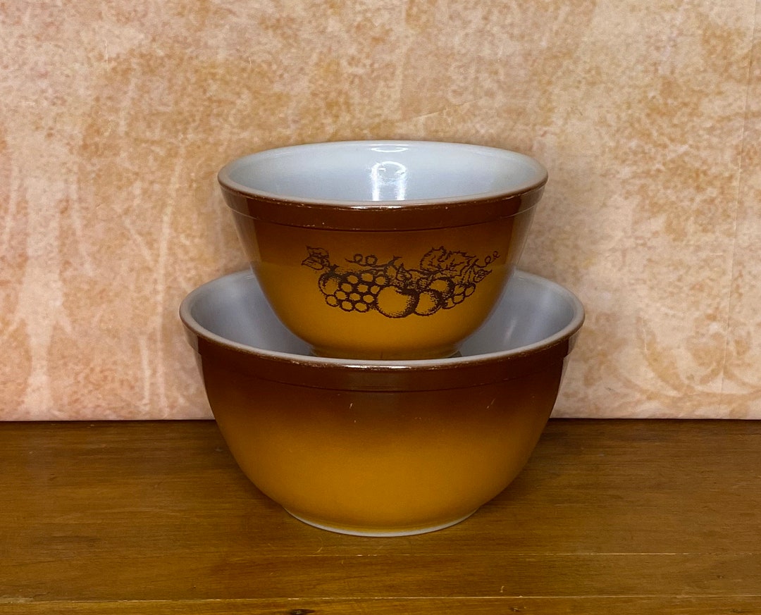Vintage Pyrex Mixing Bowls, 2 Pyrex Old Orchard Bowls, Old Orchard 1 1/ ...