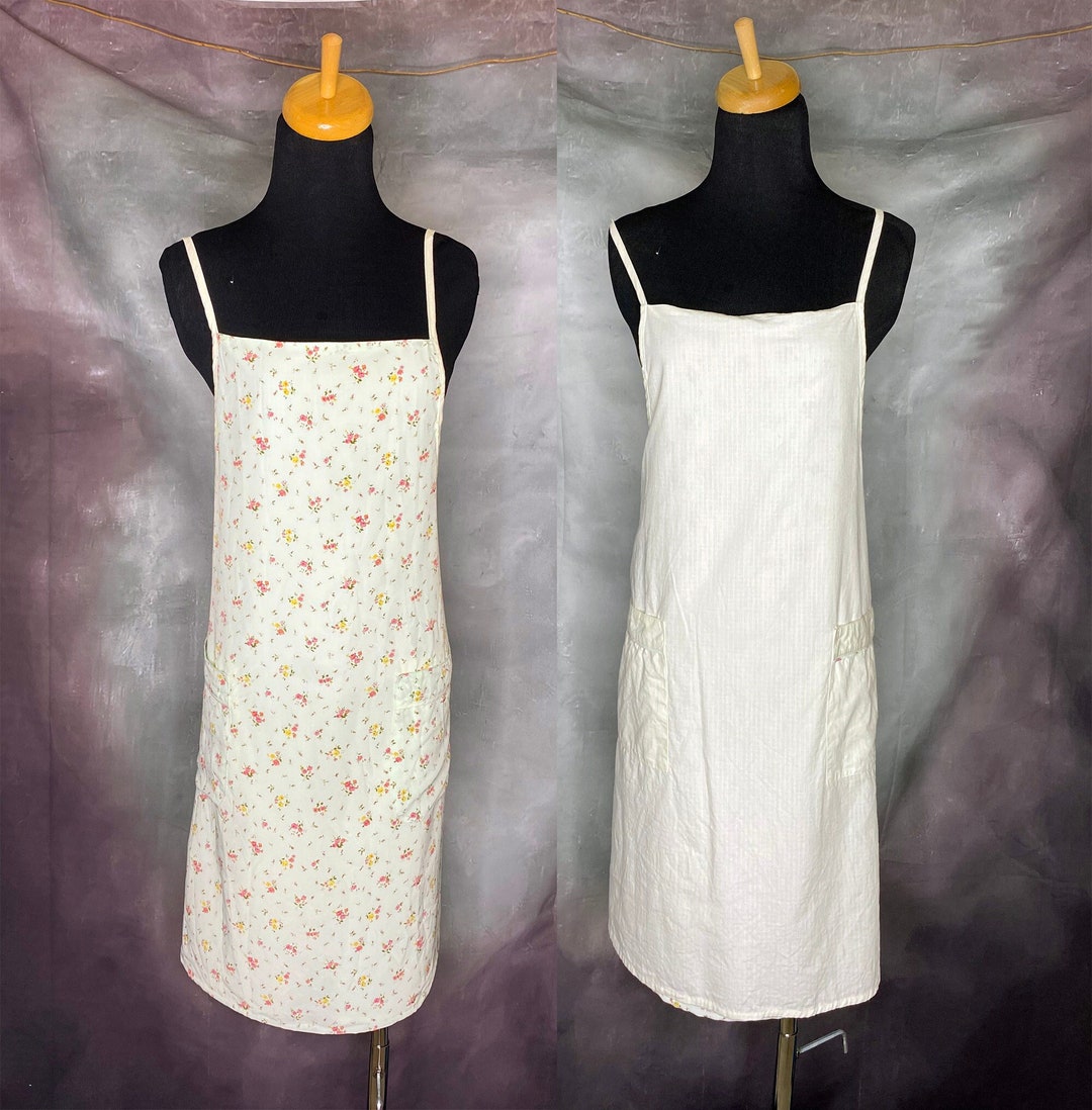 Vintage Bib Apron, Reversible Bib Apron, Floral Print Bib Apron, Pastel ...