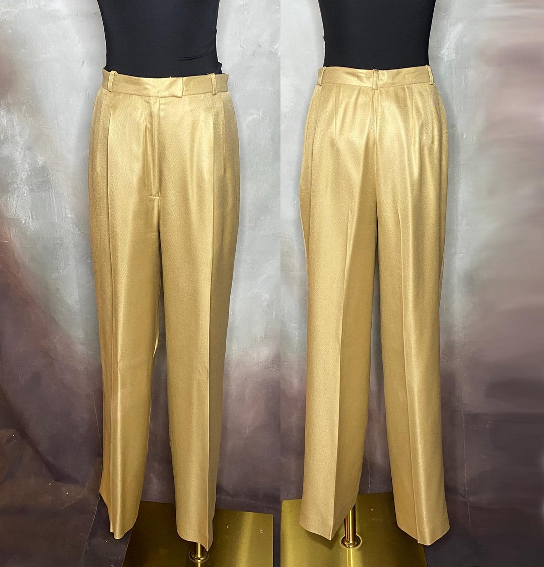 Talbots Silk Pants, Talbots Silk Trousers, Gold Silk Womens Pants, Gold ...