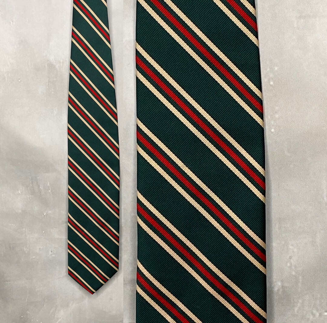 Vintage Wide Tie, 70's Wide Tie, Green and Red Stripe Tie, Vintage ...