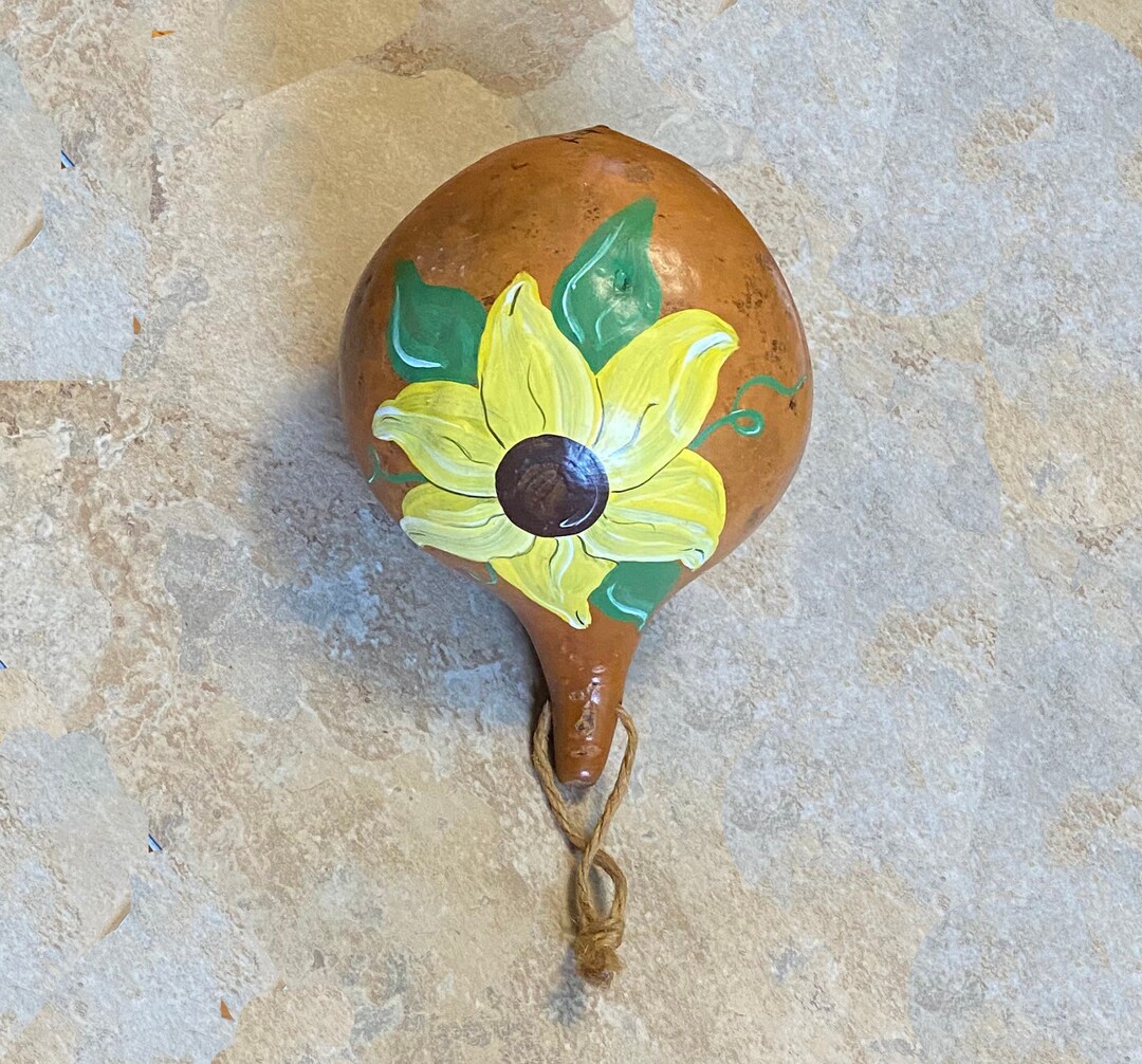Vintage Maraca, Sunflower Maraca, Hand Painted Maraca, Gourd Maraca ...