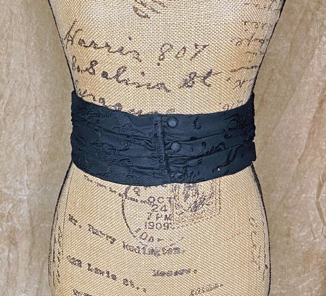 Women's Black Cotton Belt, Black Cotton Cummerbund Belt, Embroidered ...
