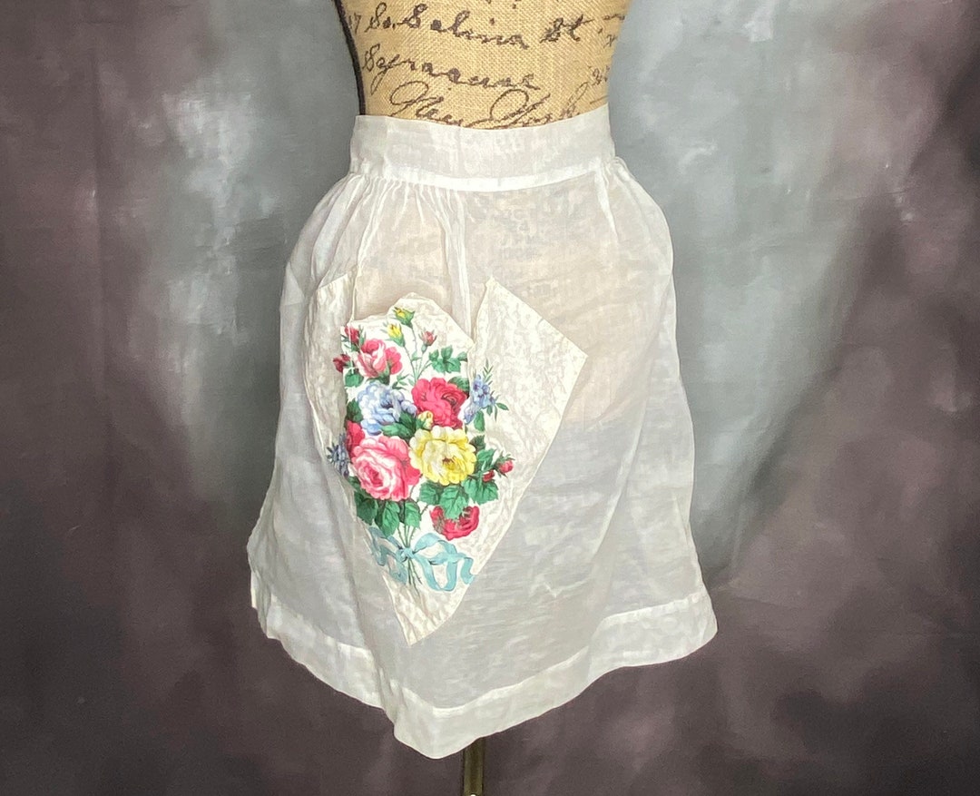 Vintage Apron, Vintage Half Apron, 60s Half Apron, White Organdy Apron ...