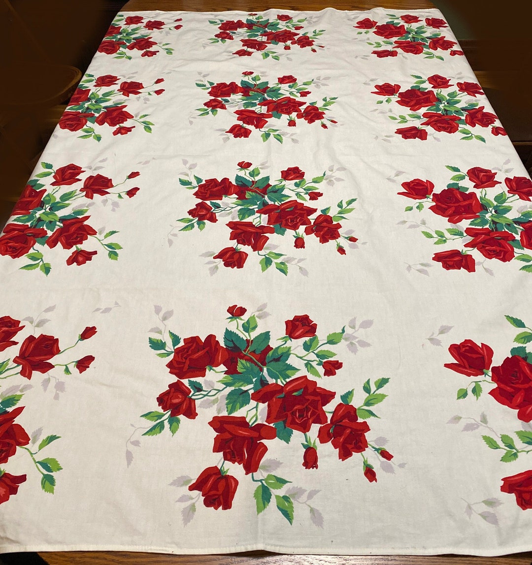 50's Vintage Wilendure Red Roses Tablecloth 50s Floral - Etsy