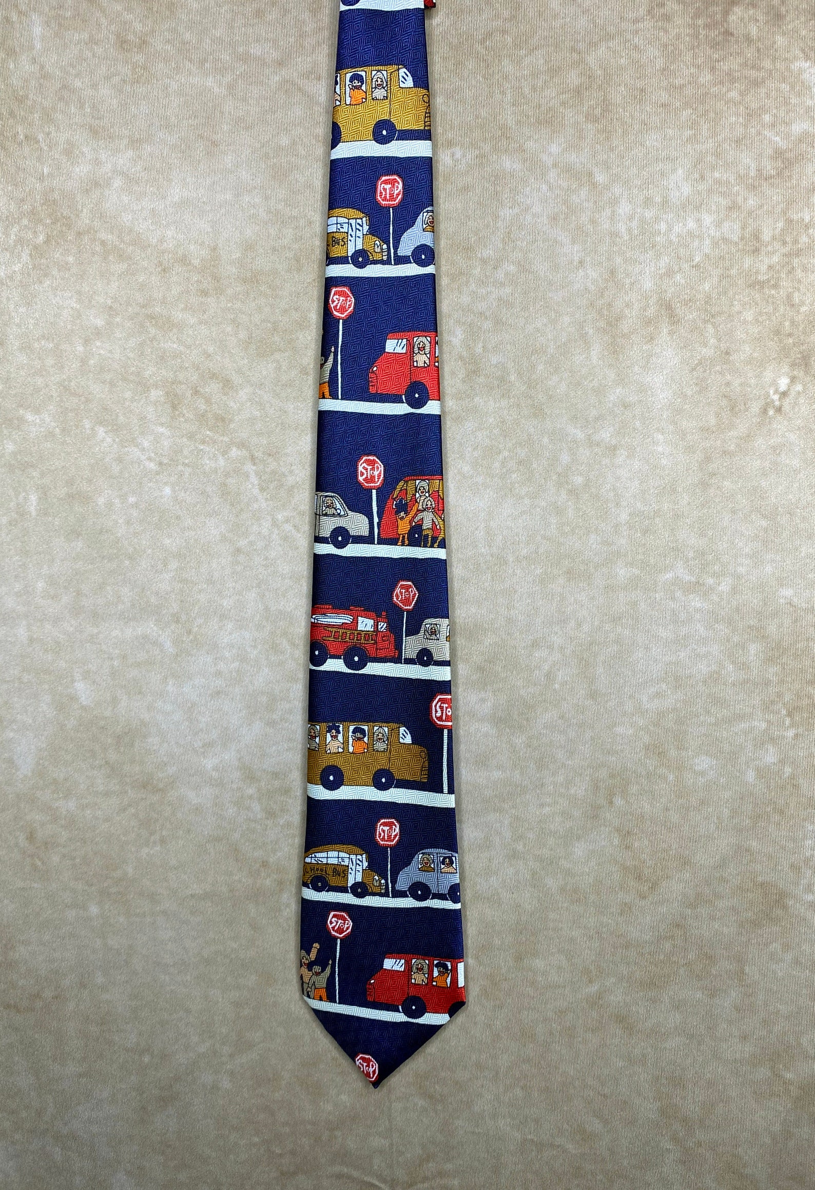 80's School Bus Print Tie, Renaissance Hand Made - Etsy