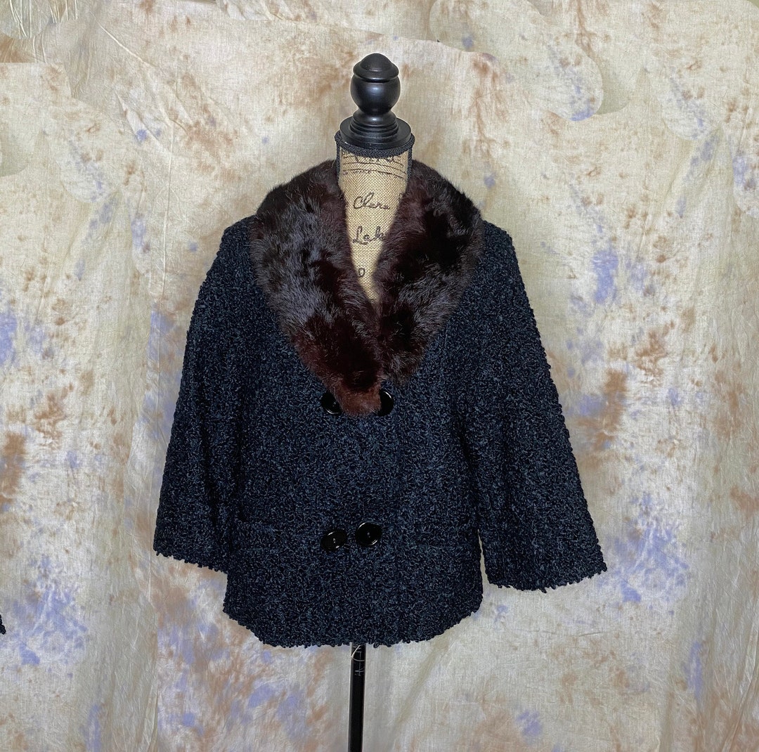 50's Faux Persian Lamb Jacket, Short Persian Lamb Jacket, Persian Lamb ...
