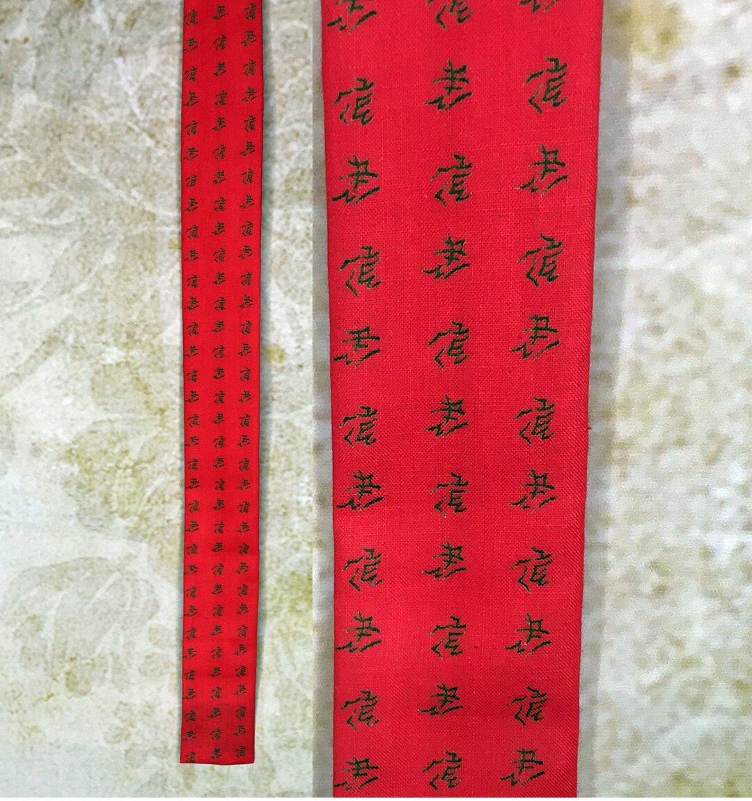 Vintage Chinese Character Necktie, Red Chinese Calligraphy Tie, Flat ...