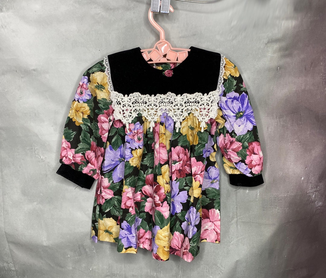 Vintage 2T Dress, 90s 2T Dress, Floral Print Toddler Dress, Special ...