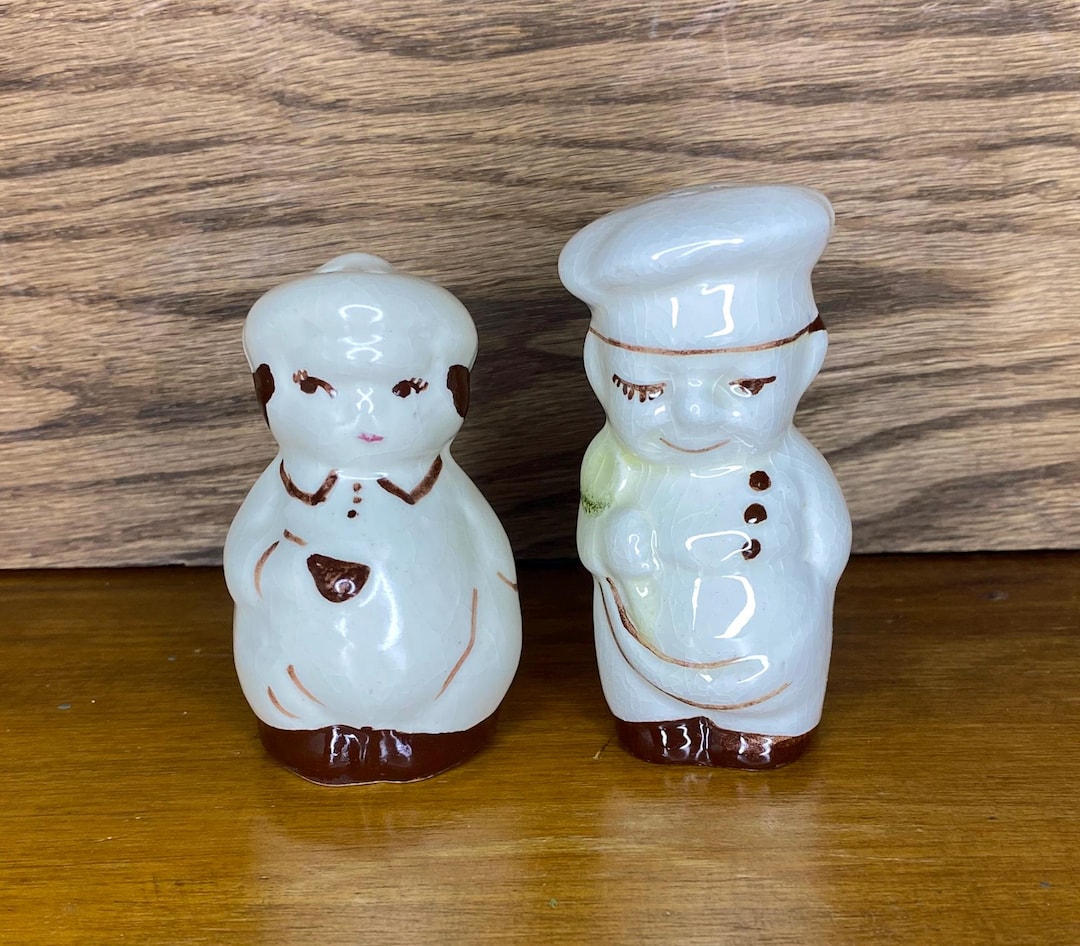 Vintage Chef Salt and Pepper Shakers, 50's Man and Woman Salt Pepper ...