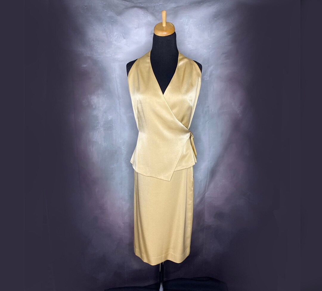 Vintage Cocktail Dress, Gold Cocktail Dress, Vintage Gold Party Dress ...