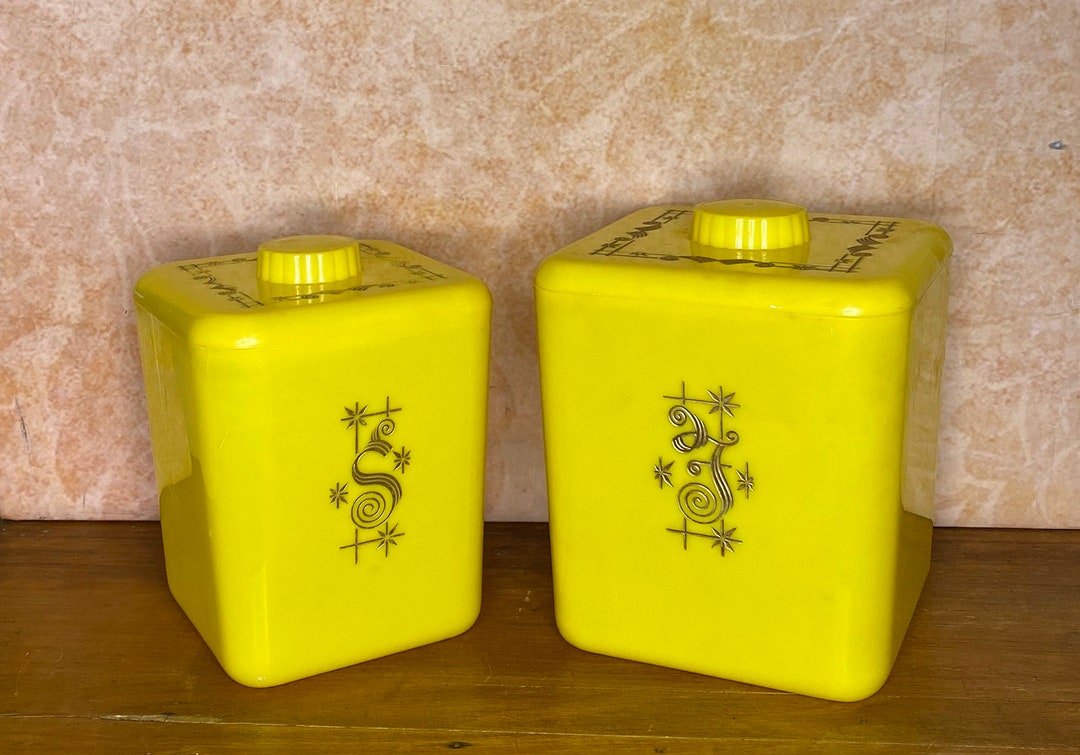 Lustro Ware Canisters, Yellow Lustro Ware Flour & Sugar, Cols Plastic ...