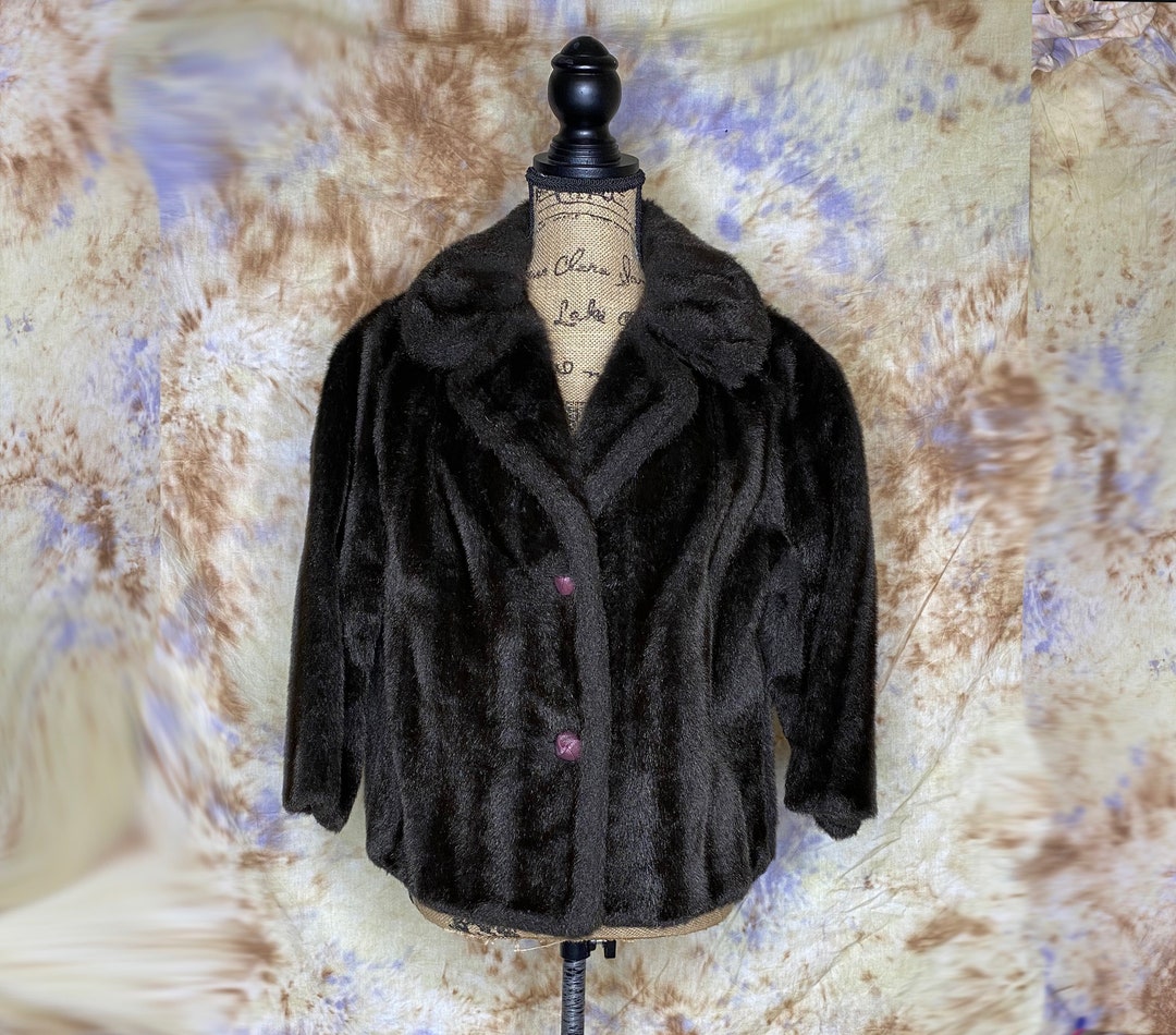 Vintage Faux Fur Jacket, 70's Faux Fur Jacket, Brown Fur Jacket ...