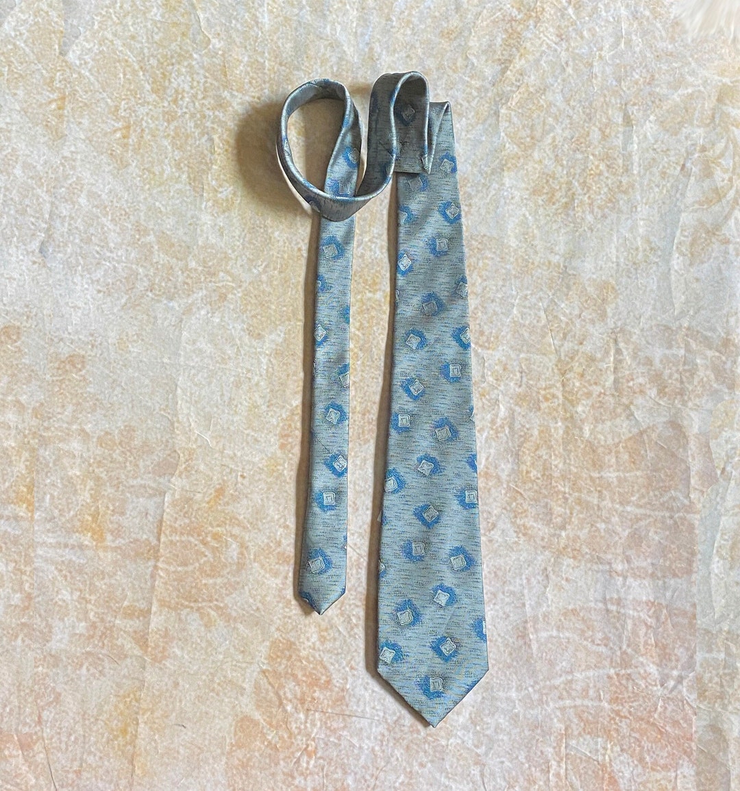 Vintage Tie, Vintage Silk Tie, 70's Wide Tie, 3 Inch Wide Tie, Blue Tie ...