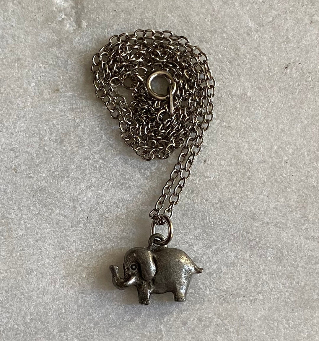 Vintage Pewter Elephant Pendant Necklace, Pewter Elephant Pendant on ...